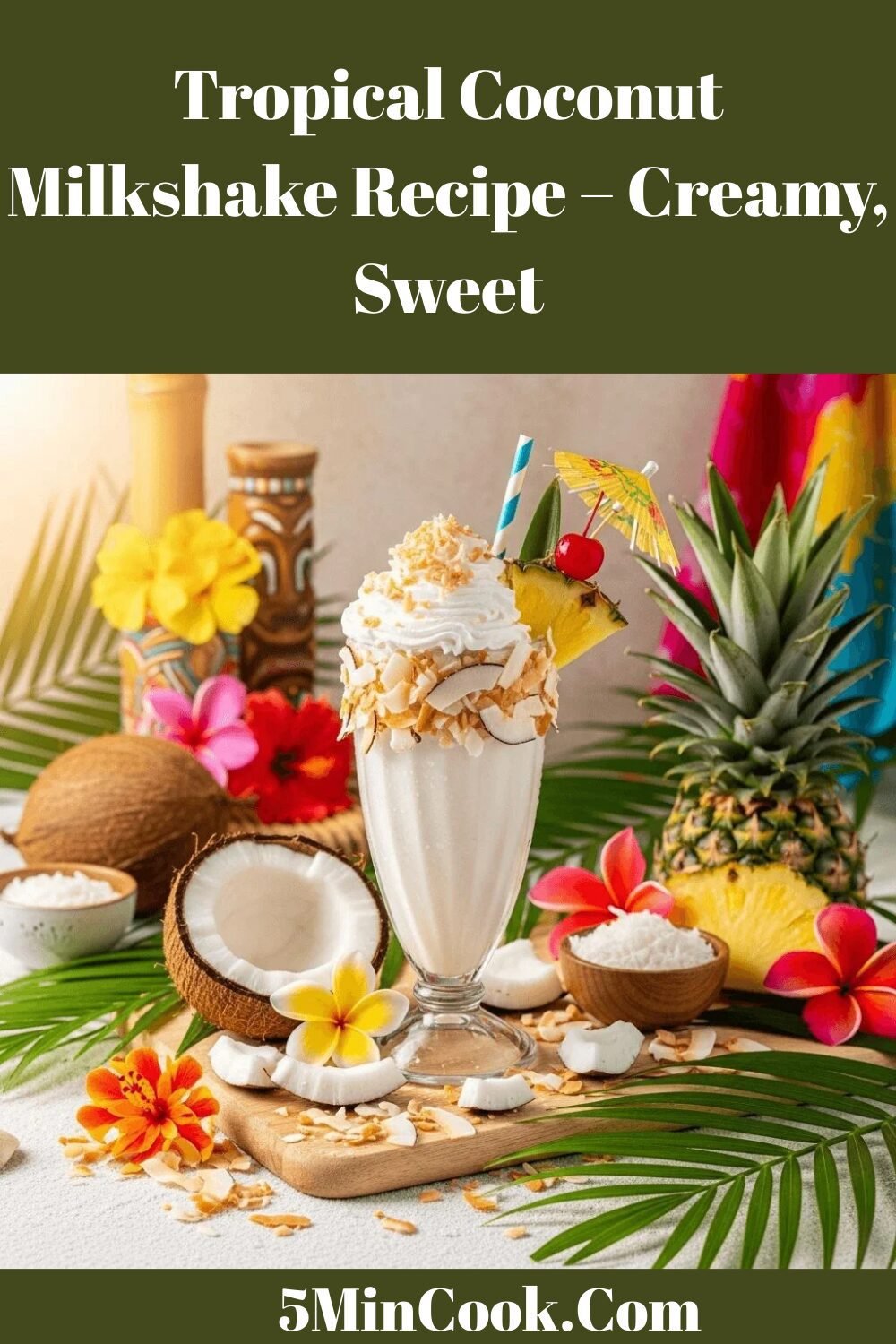 Tropical Coconut Milkshake Recipe – Creamy, Sweet - 5 Min Cook